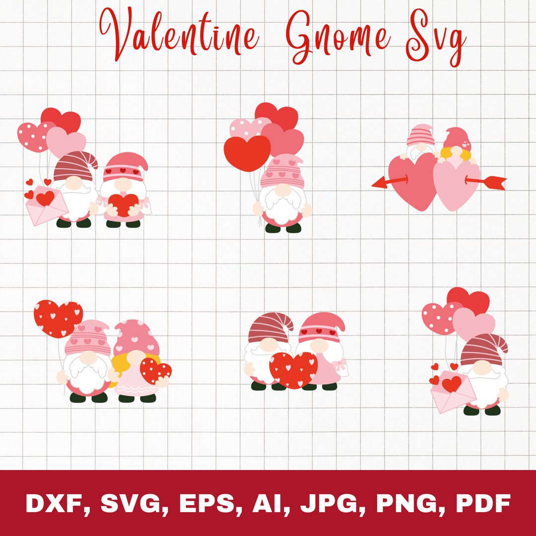 Valentine Gnome Svg Bundle, Gnomes Svg, Valentine Svg, Valentine's Day ...