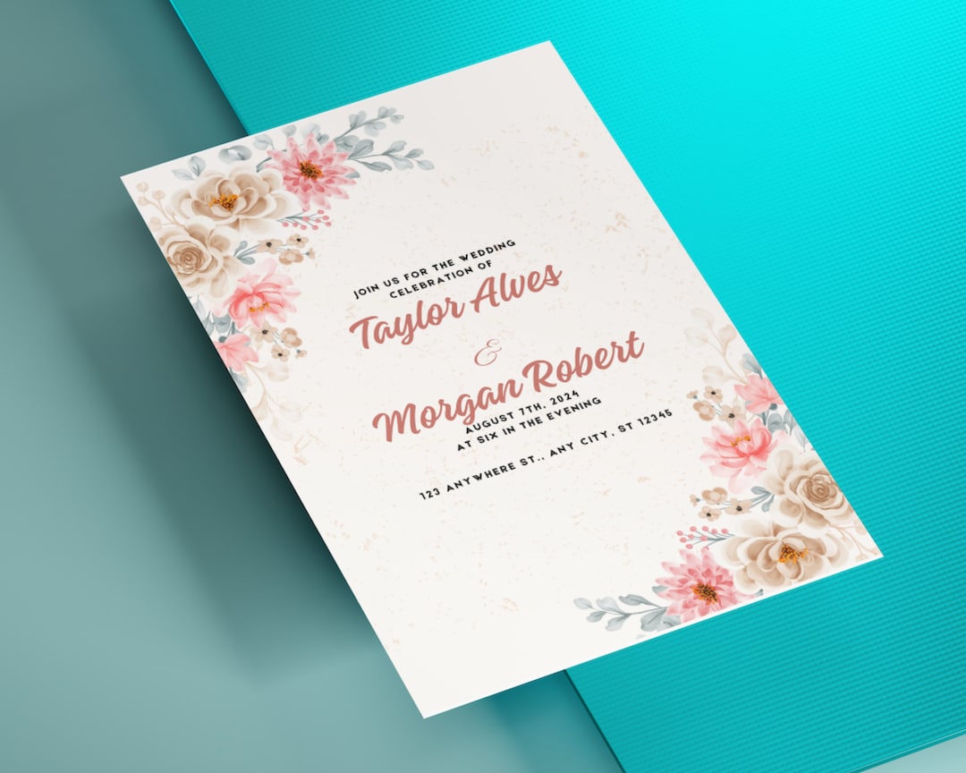 Printable Wedding Invitation Template, Printable Editable Wedding ...