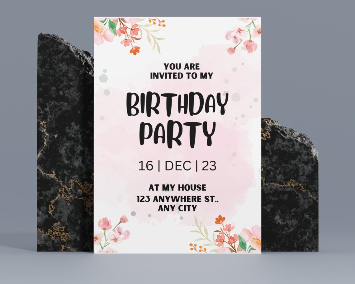 Editable Birthday Invitation, Template Invitation, Modern Birthday ...