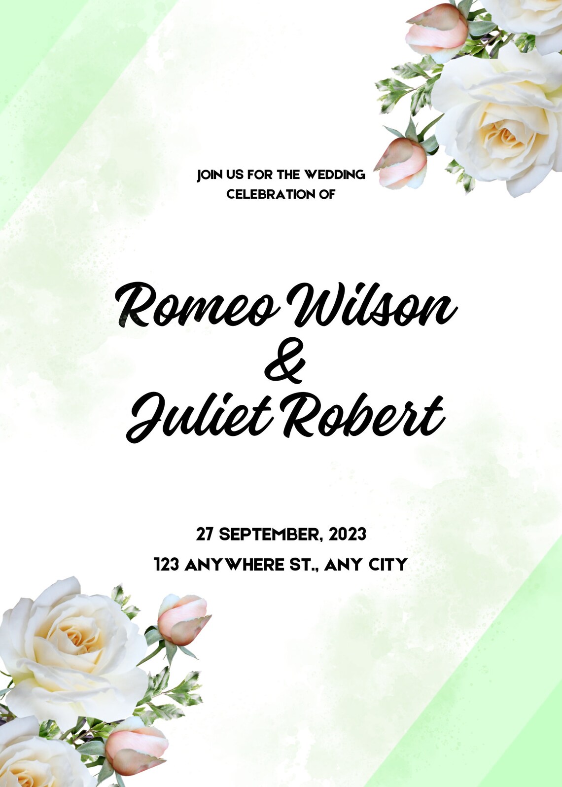 Printable Wedding Invitation Template, Printable Editable Wedding ...