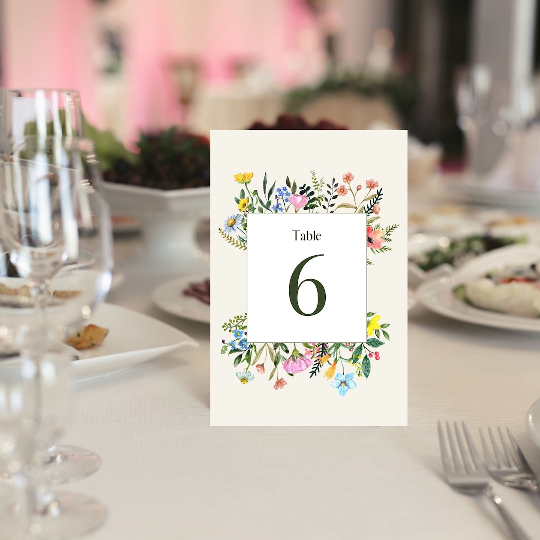 Wedding Table Numbers, Printable Table Number Cards Template, Editable ...