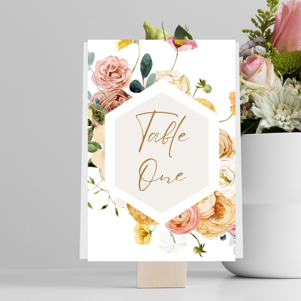 Floral Wedding Table Card Printable, Table Numbers Template, Table ...