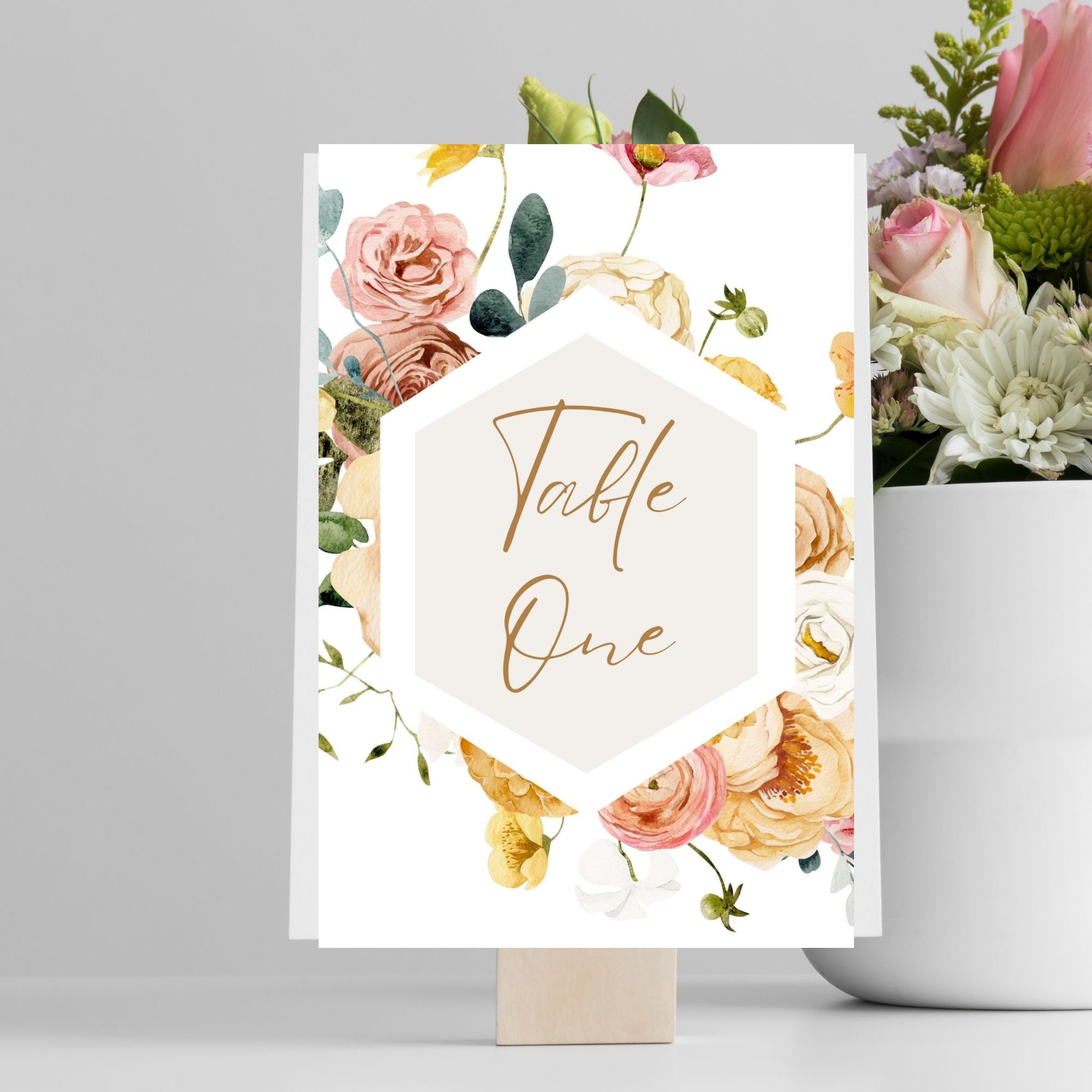 Floral Wedding Table Card Printable Table Numbers Template - Etsy