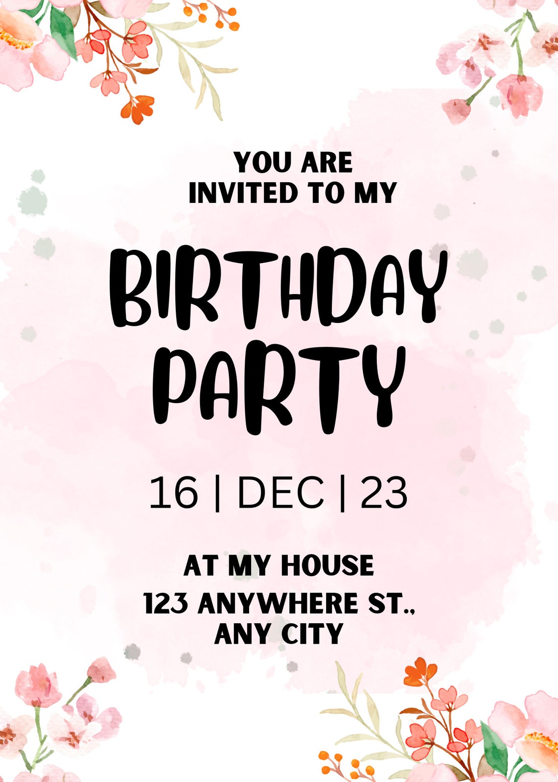 Editable Birthday Invitation, Template Invitation, Modern Birthday ...