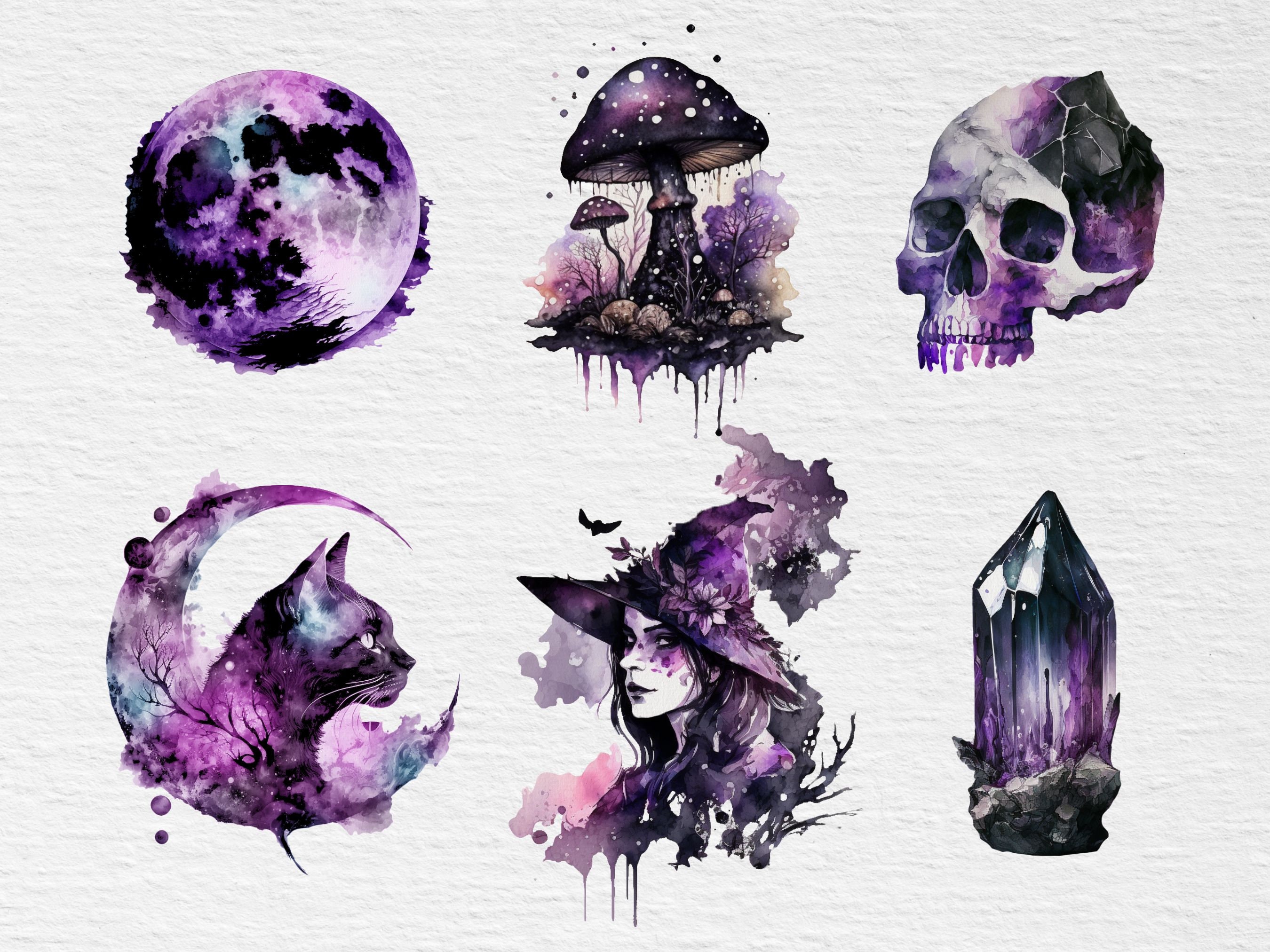 Watercolor Witch Clipart Witchy Png Dark Magic Clip Art - Etsy