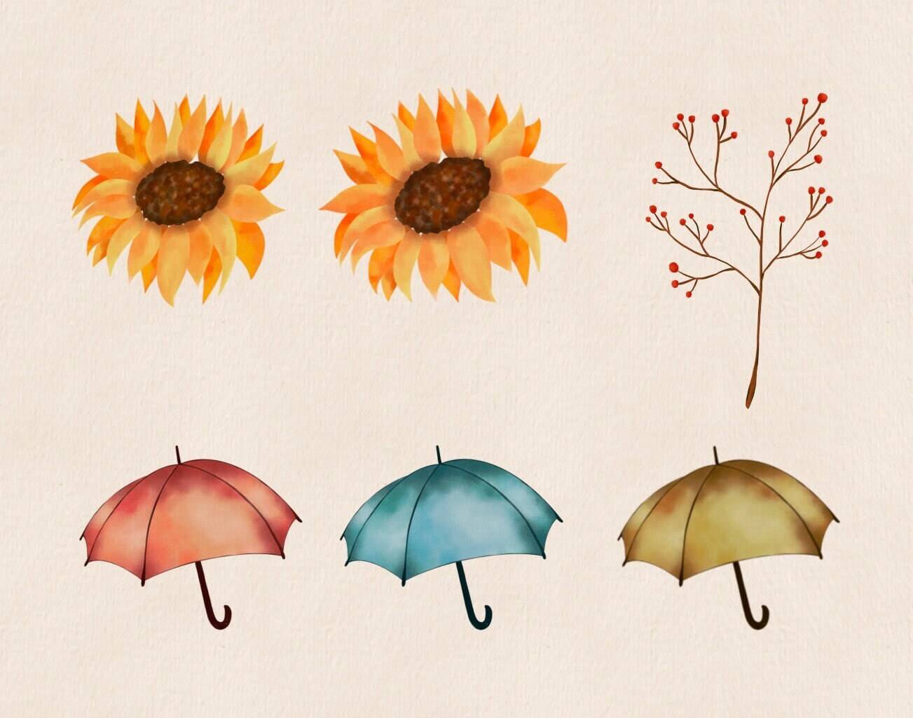 Watercolor Fall Elements Clip Art Bundle, Autumn Png, Thanksgiving ...