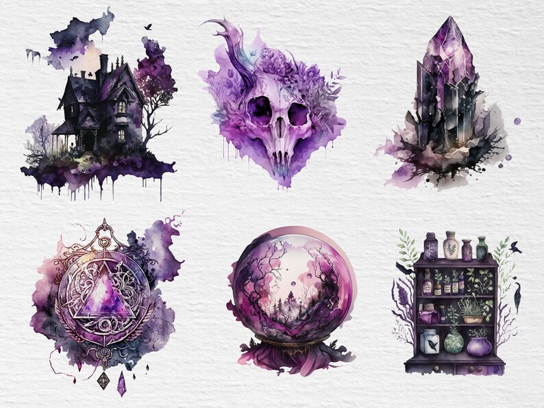 Watercolor Witch Clipart Witchy Png Dark Magic Clip Art - Etsy