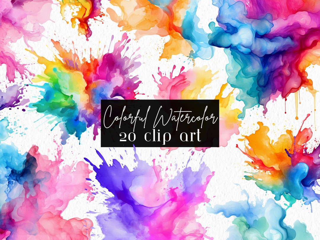 Watercolor Clipart, Watercolor Splatter Clip Art, Abstract Watercolor ...