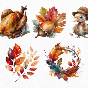 Thanksgiving Watercolor Clipart, Fall Clipart Bundle, Pumpkin Png ...