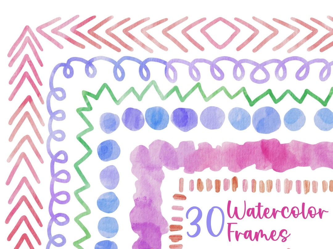 Watercolor Rainbow Border Clip Art, Frames, Printable Watercolour Clip ...