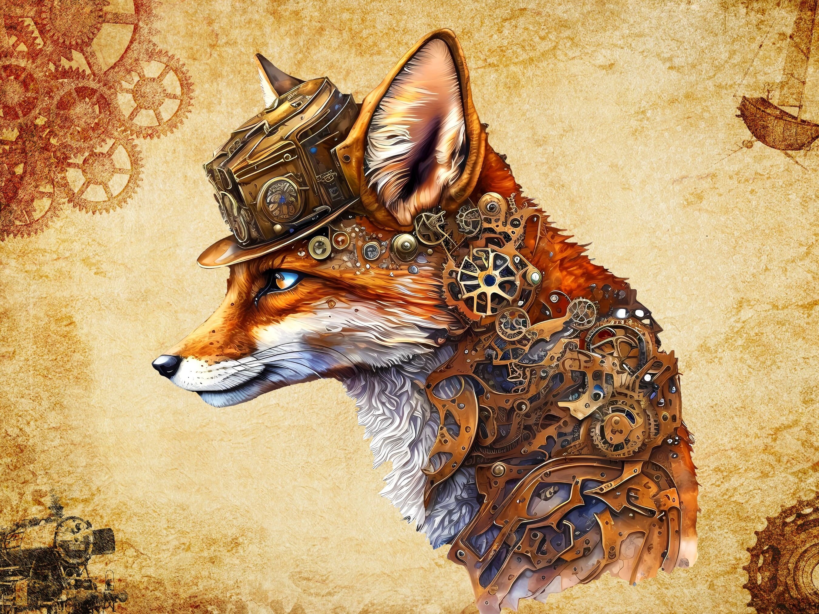 Steampunk Animals Clipart Bundle Vintage Animals PNG Antique - Etsy