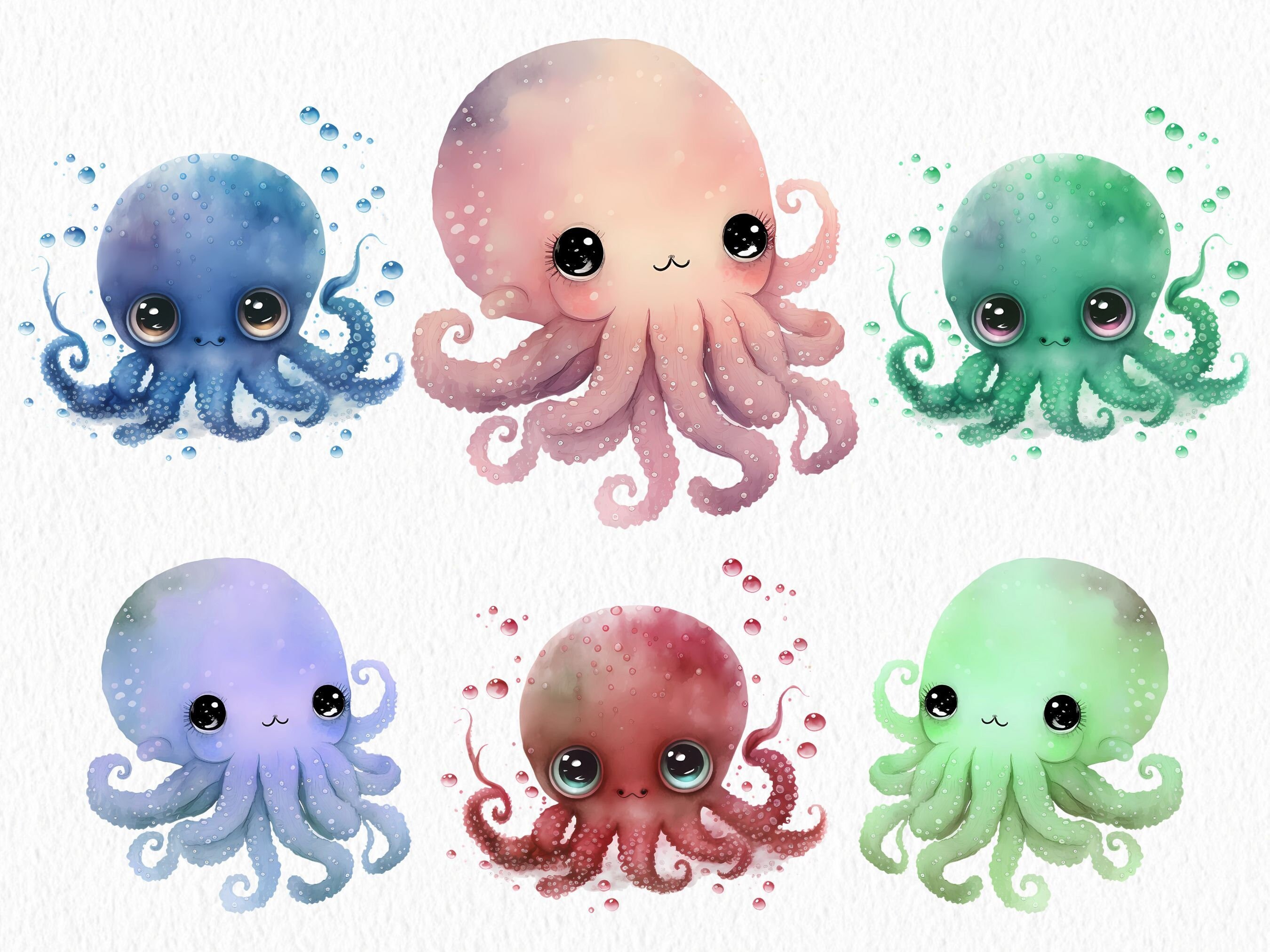 Watercolor Sea Animals Clipart Bundle, Whales Jellyfish and Starfish ...