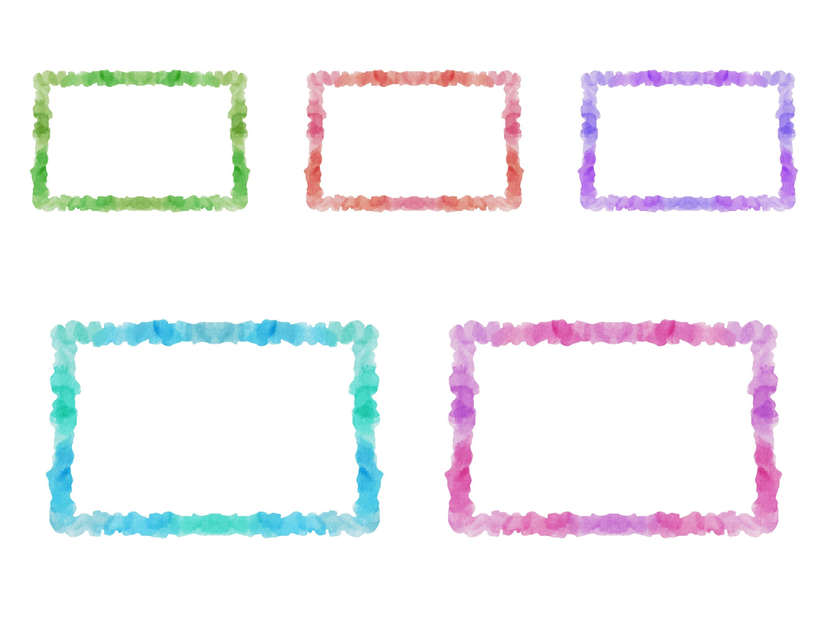Watercolor Rainbow Border Clip Art Frames Printable - Etsy