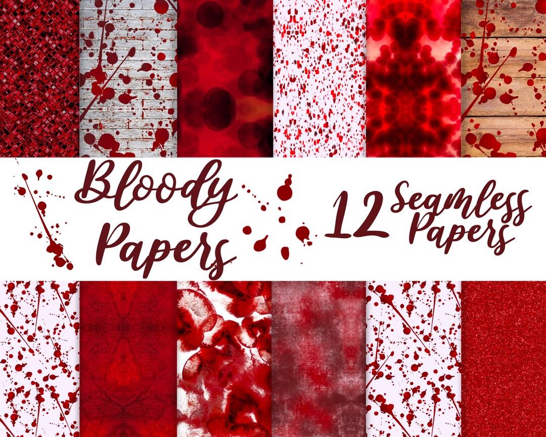 Bloody Digital Papers, Halloween Paper Pack, Horror Thriller Vampire ...