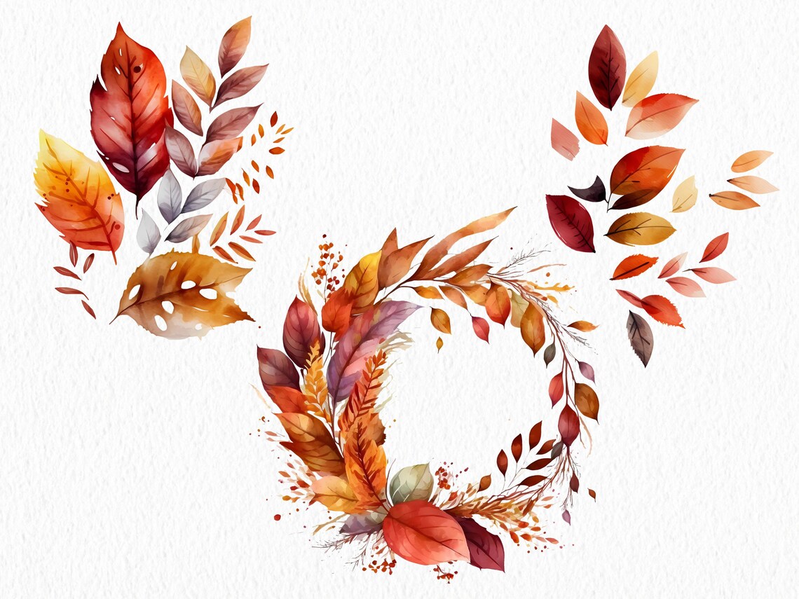 Thanksgiving Watercolor Clipart Fall Clipart Bundle Pumpkin - Etsy