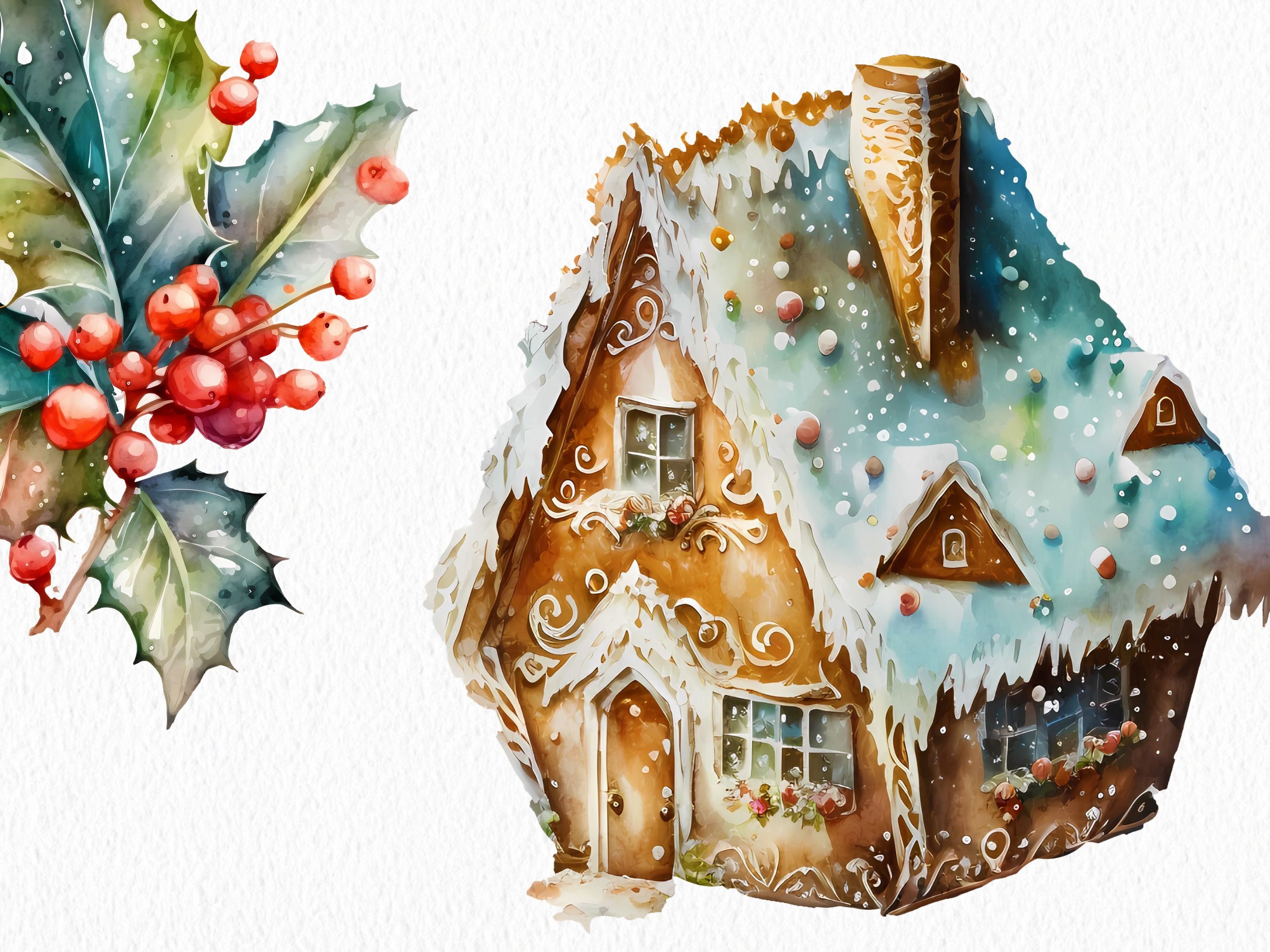 Christmas Watercolor Clipart, Cute Santa Watercolor Graphics, Winter ...
