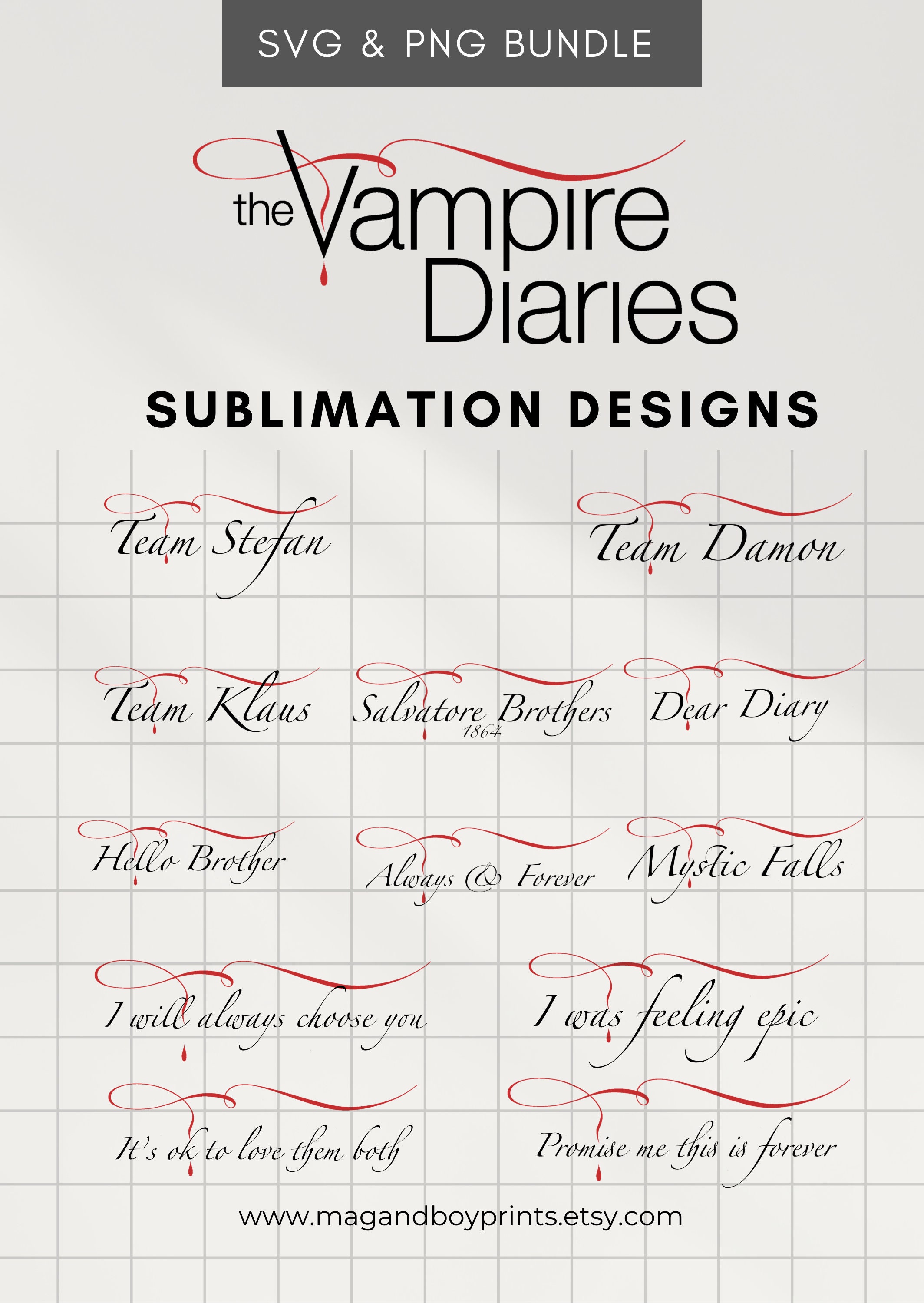 Vampire Diaries PNG Sublimation Designs Vampire Diaries Phrases Vampire ...