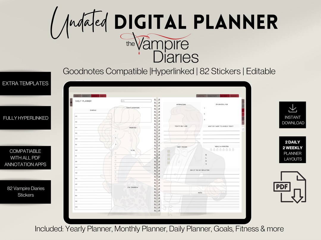 Vampire Diaries Digital Planner Goodnotes Planner - Etsy