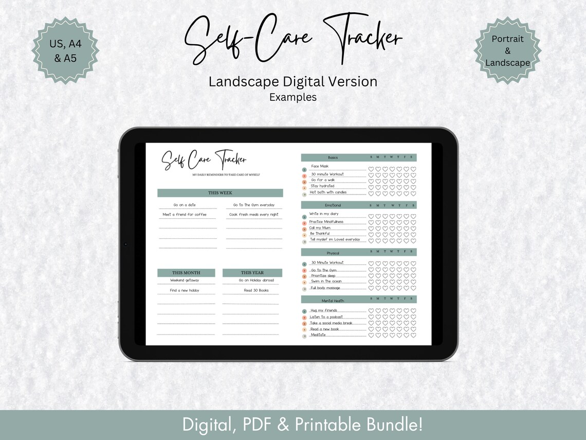 Self Care Checklist Self Care Tracker Self Help Planner - Etsy