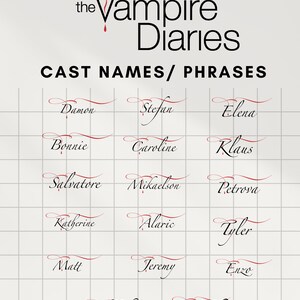 Vampire Diaries Bundle 30 Cast Names and Phrases Vampire Diaries PNG ...