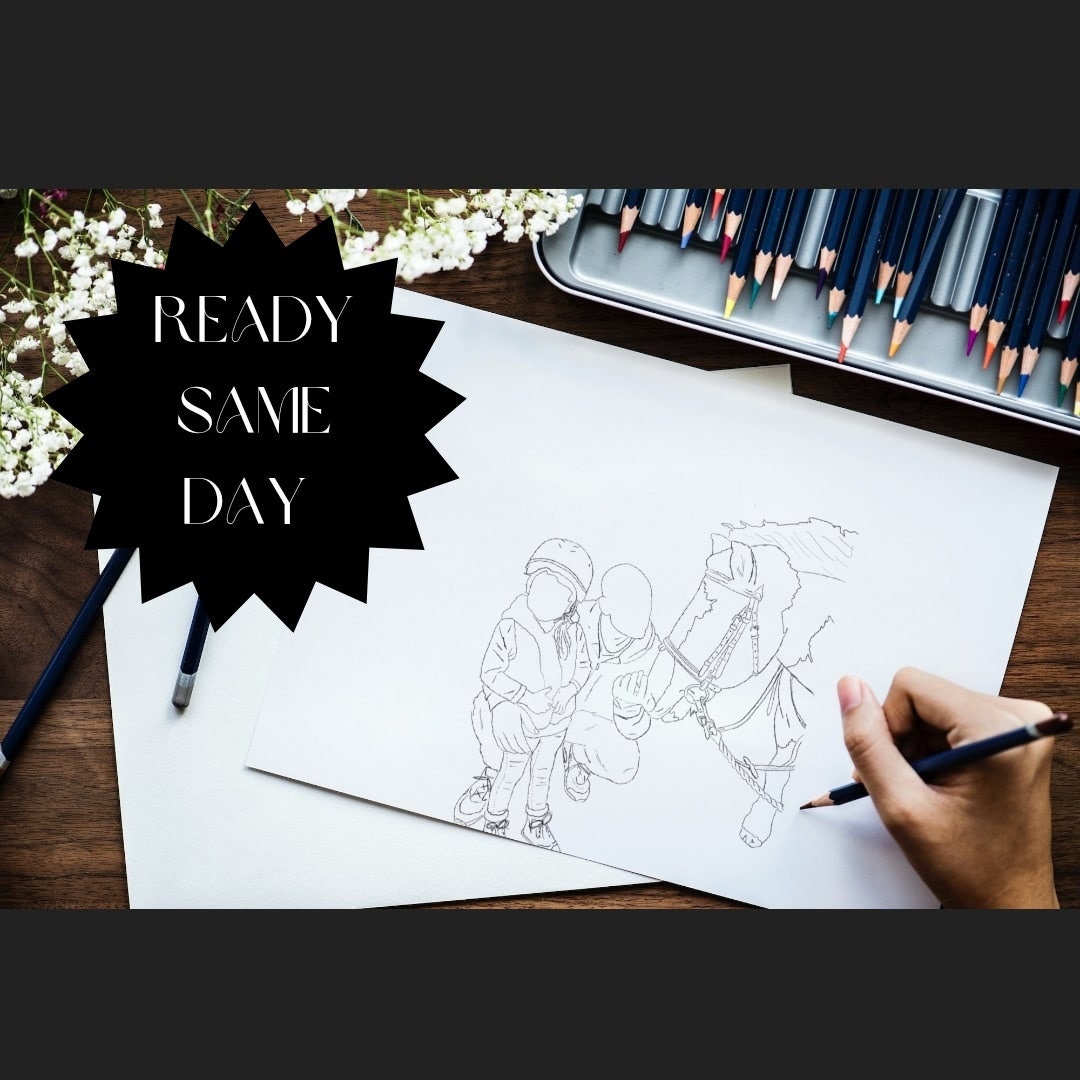 Personalised Line Art A4 Print, Custom Illustrations From Photos ...