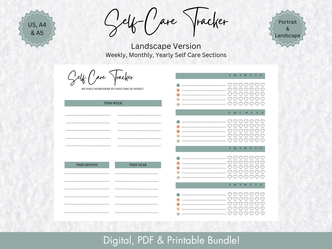 Self Care Checklist Self Care Tracker Self Help Planner - Etsy