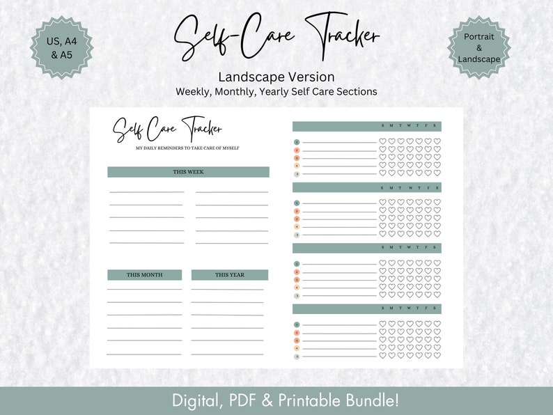 Self Care Checklist Self Care Tracker Self Help Planner - Etsy