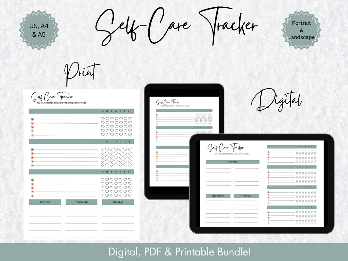 Self Care Checklist Self Care Tracker Self Help Planner - Etsy
