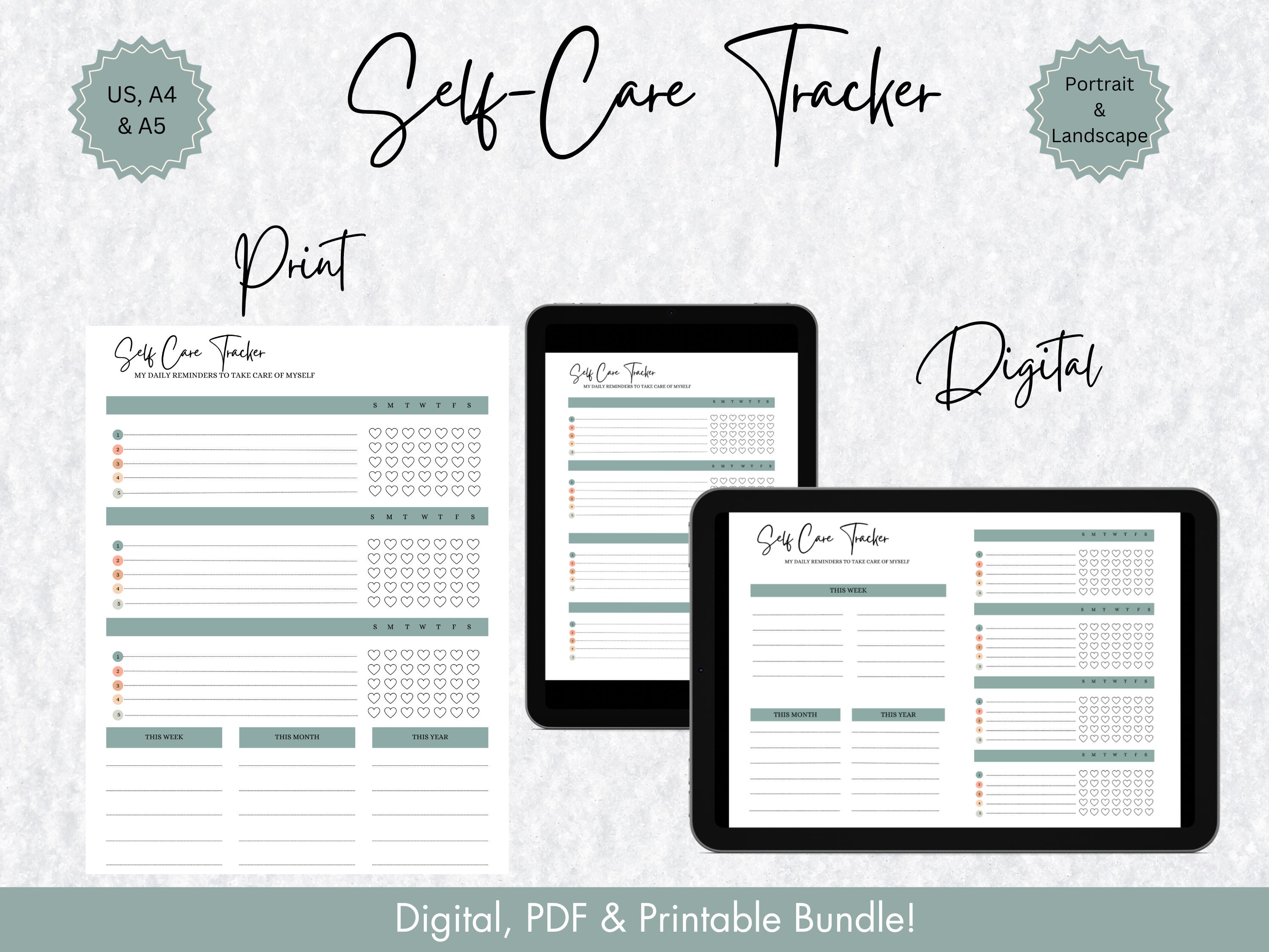 Self Care Checklist Self Care Tracker Self Help Planner - Etsy