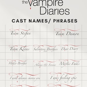 Vampire Diaries Bundle 30 Cast Names and Phrases Vampire Diaries PNG ...