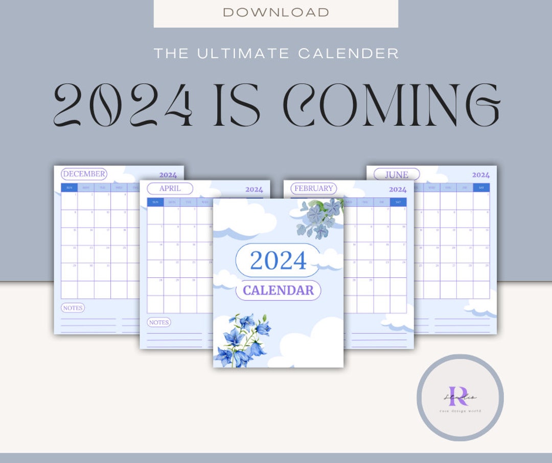 2024 Monthly Calendar With Notes Printable Calendar Template - Etsy