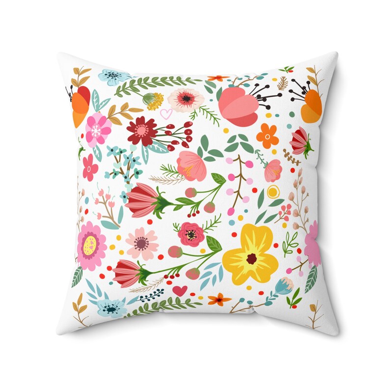 Summer Flowers Spun Polyester Square Pillow - Etsy