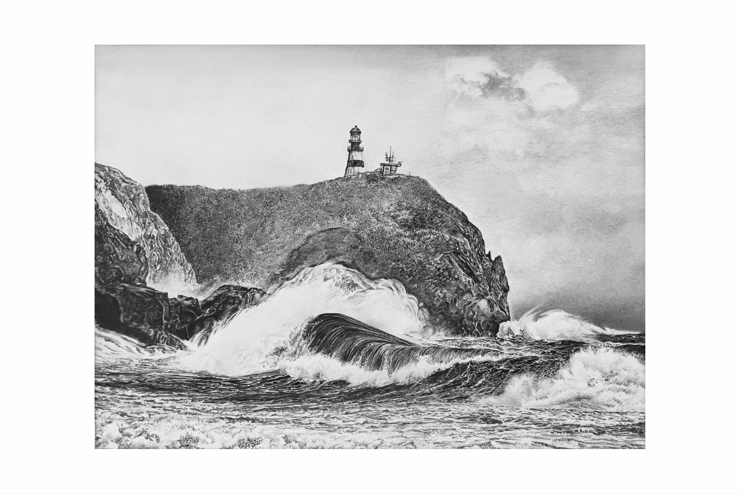 Graphite Landscape, Waves, Seascape, Pencil Drawing, Cape ...
