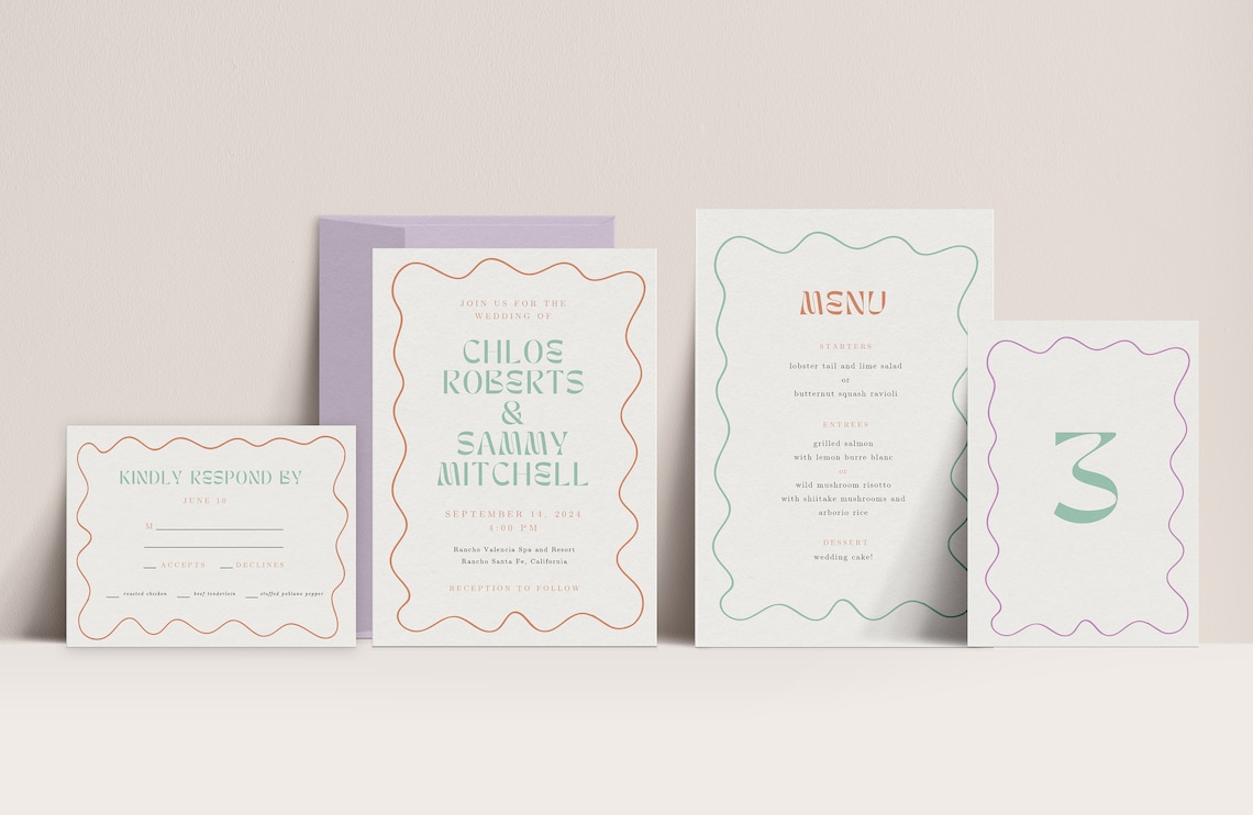 Modern French Invitation Set Template Download - Etsy
