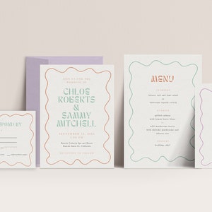 Modern French Invitation Set Template Download - Etsy