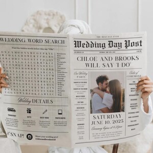 Newspaper Wedding Program, Editable Template, Wedding Timeline, Canva ...