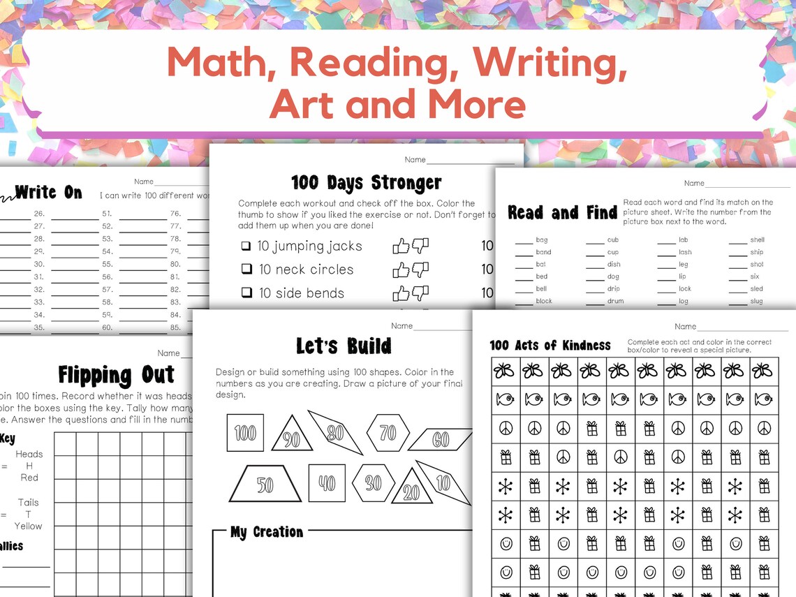 100th Day of School Activity Packet 100 Day Printables STEAM School ...