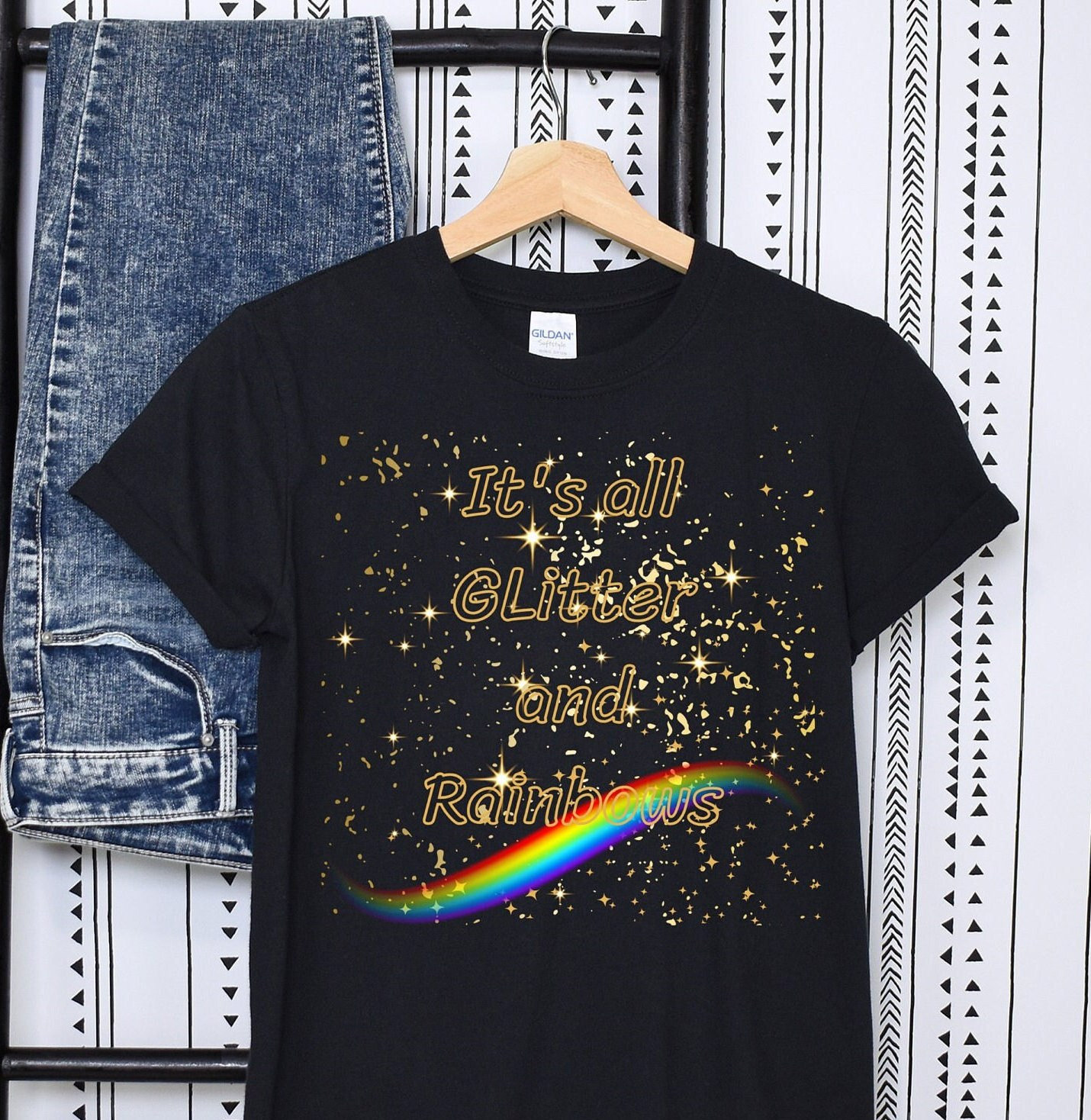Sparkles and Glitter Shirt With Rainbows Sparkly Women's Tee - Etsy