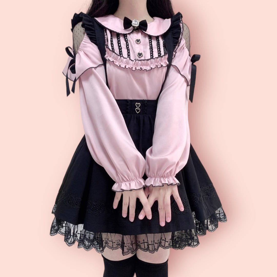 Jirai Kei Blouse Adorable Pink Jirai Kei Shirt With Cute Bow - Etsy UK