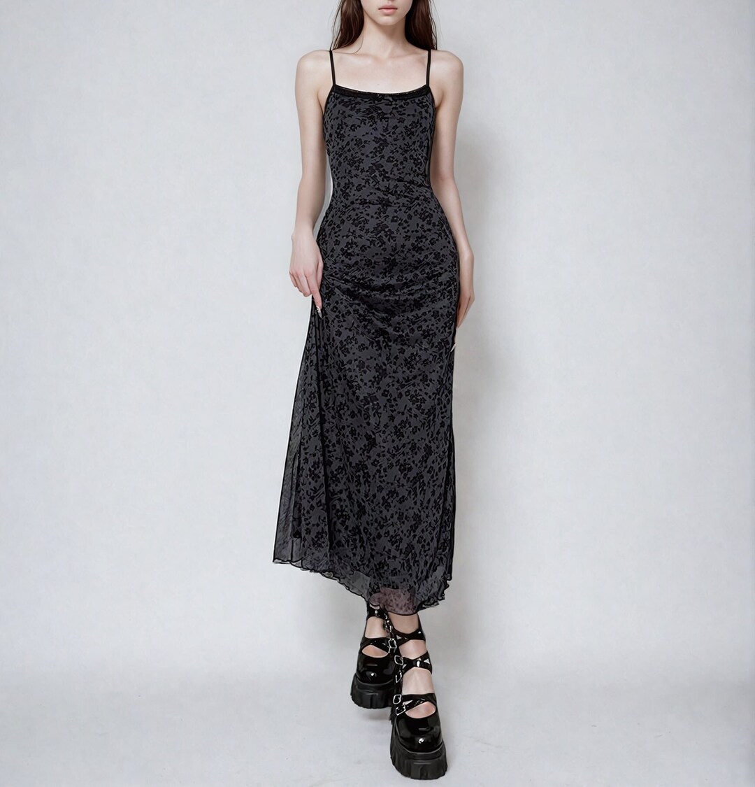 Dark Floral Goth Dress, Whimsigoth A Line Dress, Flower Gothic Dress Women, Whimsical Goth - Etsy UK