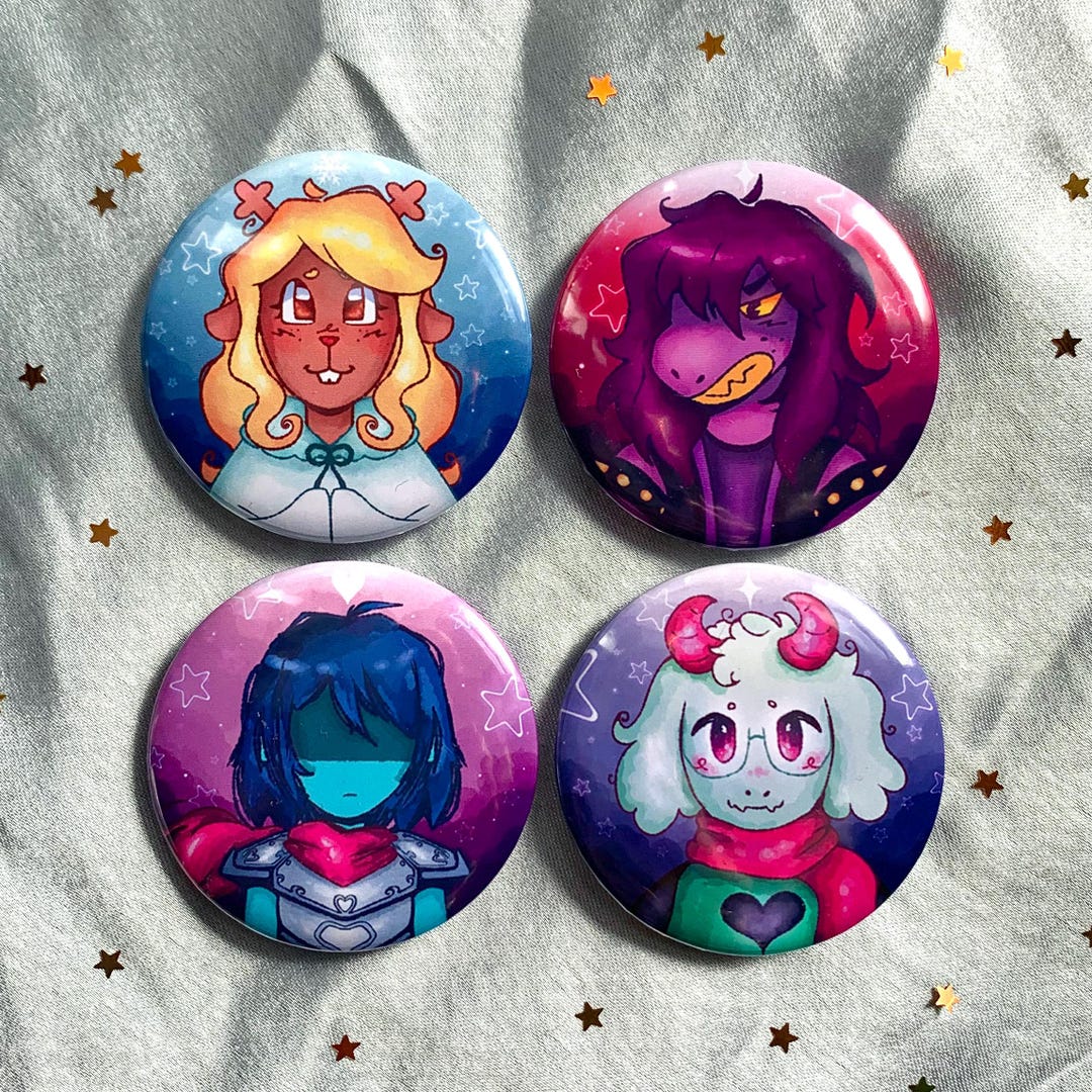 Deltarune Homemade 1.5" (37mm) Badges and Buttons (susie, Noelle, Kris ...