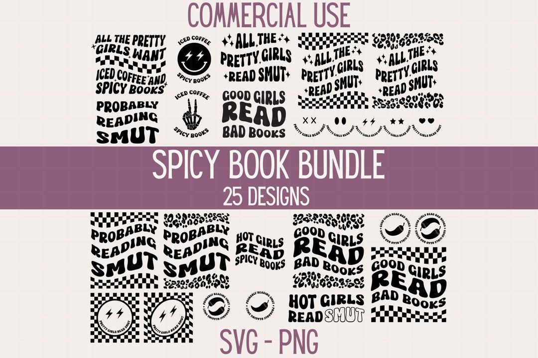Book Club Svg Bundle, Smut Svg Bundle, Spicy Books, Reading, Front Back ...