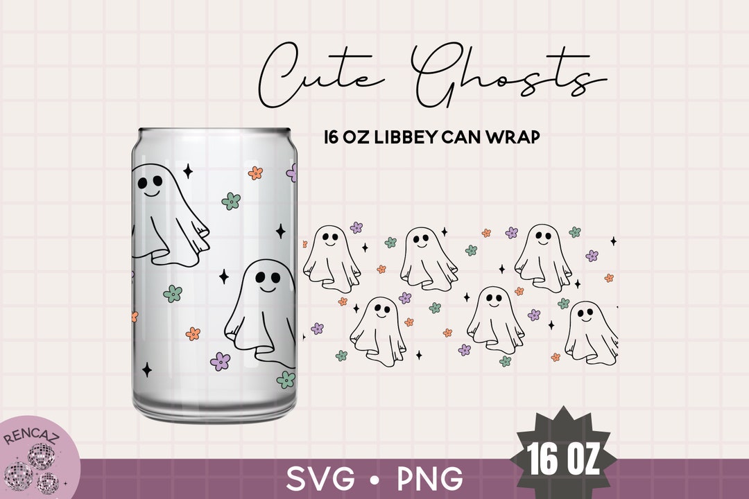 Cute Ghost Libbey Glass SVG, Libbey Can, Glass Can Svg, Halloween Svg ...