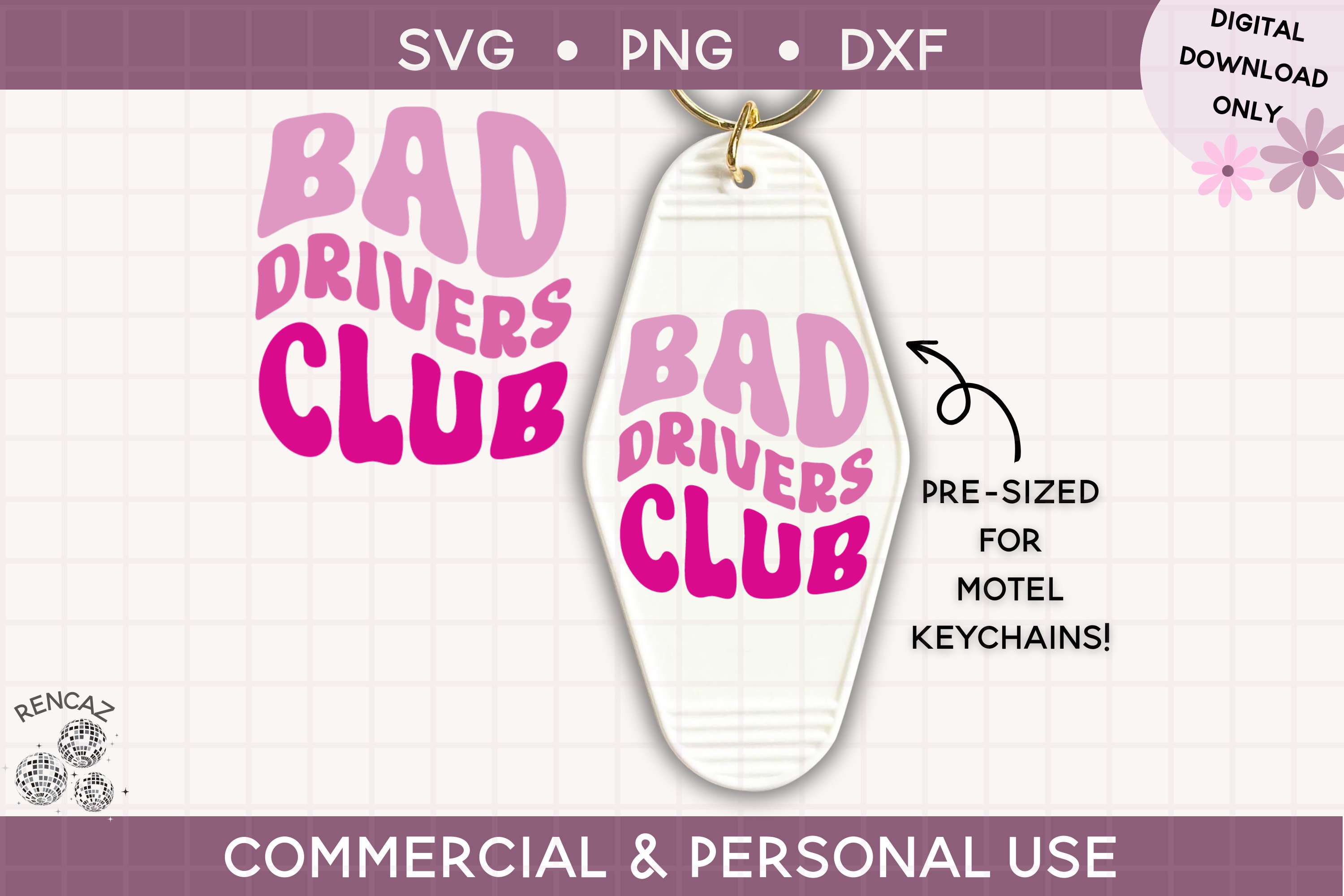 Motel Keychain Svg, Bad Drivers Club, Keychain Cut File for Cricut ...