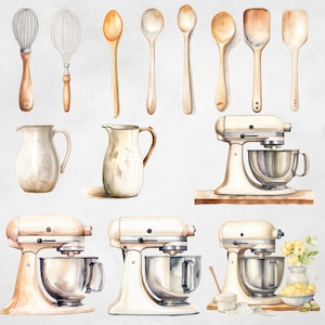 Watercolor Baking Clipart, Home Bakery Logo, Cooking, Culinary Clip Art ...