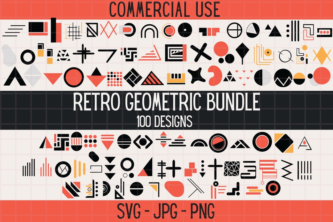 Abstract Geometric Retro Shapes Clipart, Midcentury Modern, Abstract ...