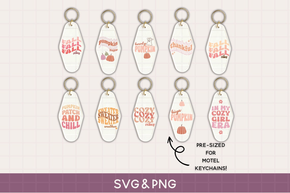 Autumn Motel Keychain Svg Bundle, Fall Svgs, Pumpkin Season ...