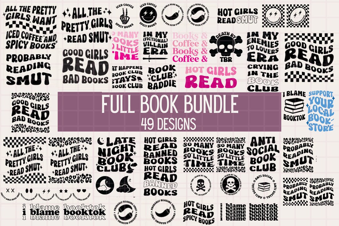 Book Club Svg Bundle, Reading Svg Bundle, Books, Library, Front Back ...