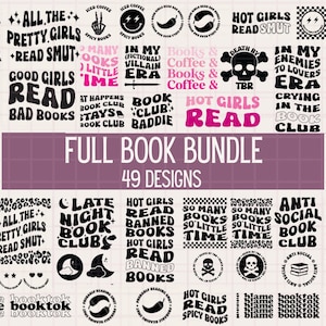 Book Club Svg Bundle, Reading Svg Bundle, Books, Library, Front Back ...