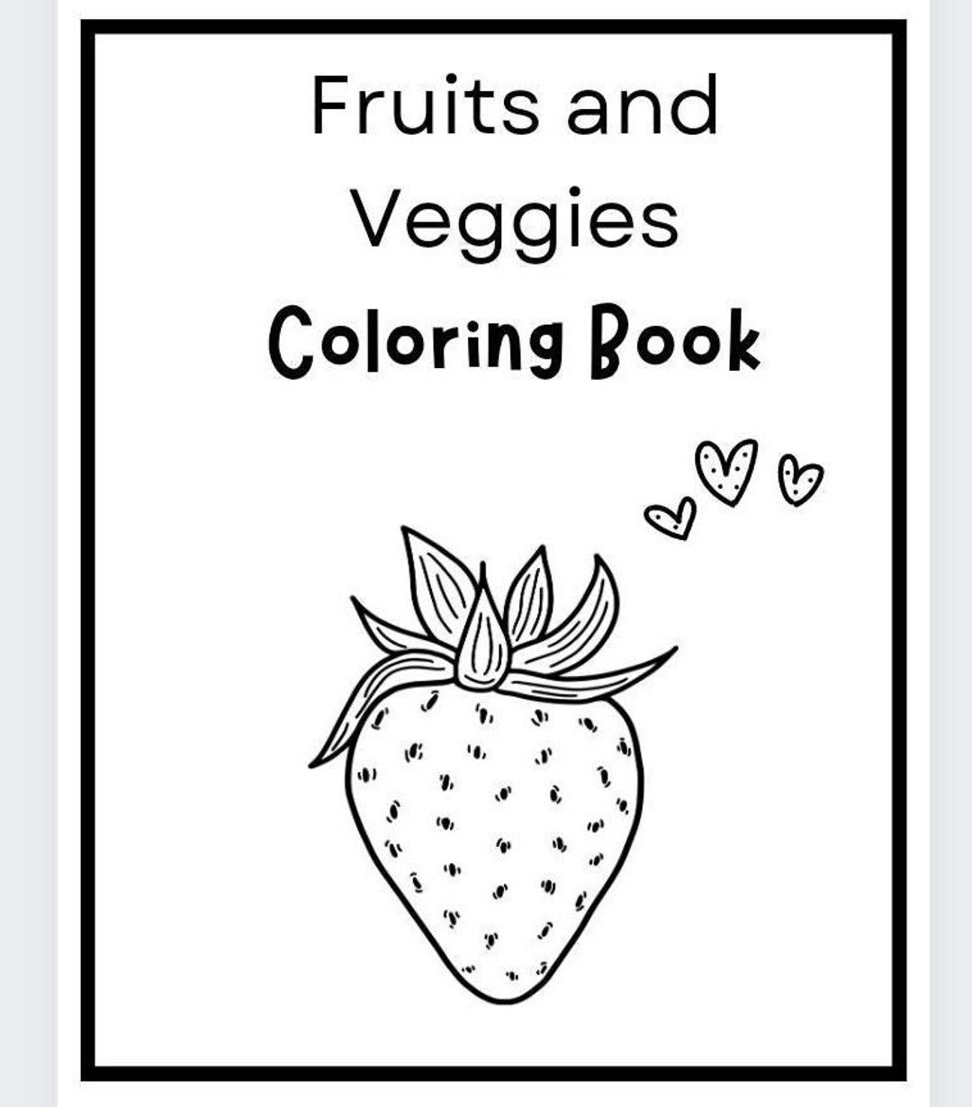 Fruit and Veggies Coloring Book. Broccoli, Grapes, Carrots, Watermelon ...